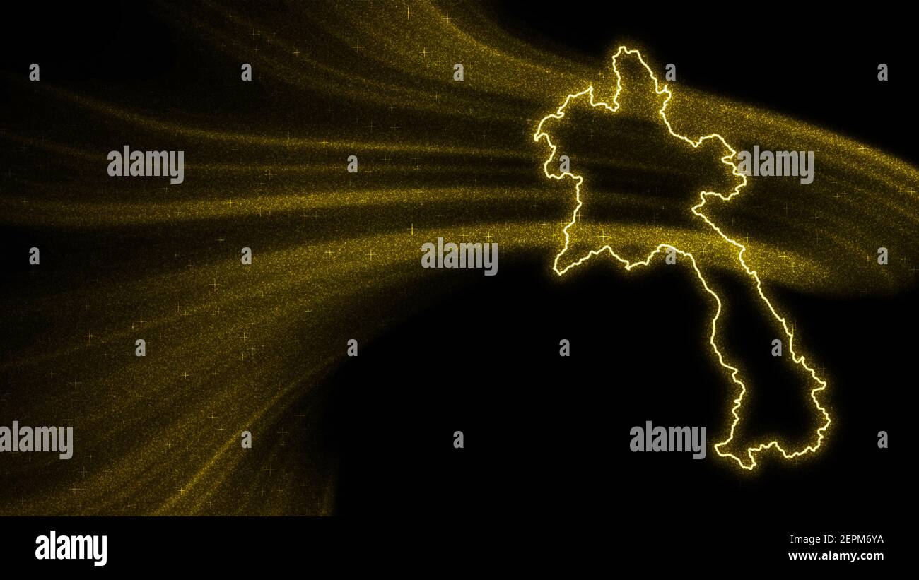 Map of Laos, Gold glitter map on dark background Stock Photo - Alamy
