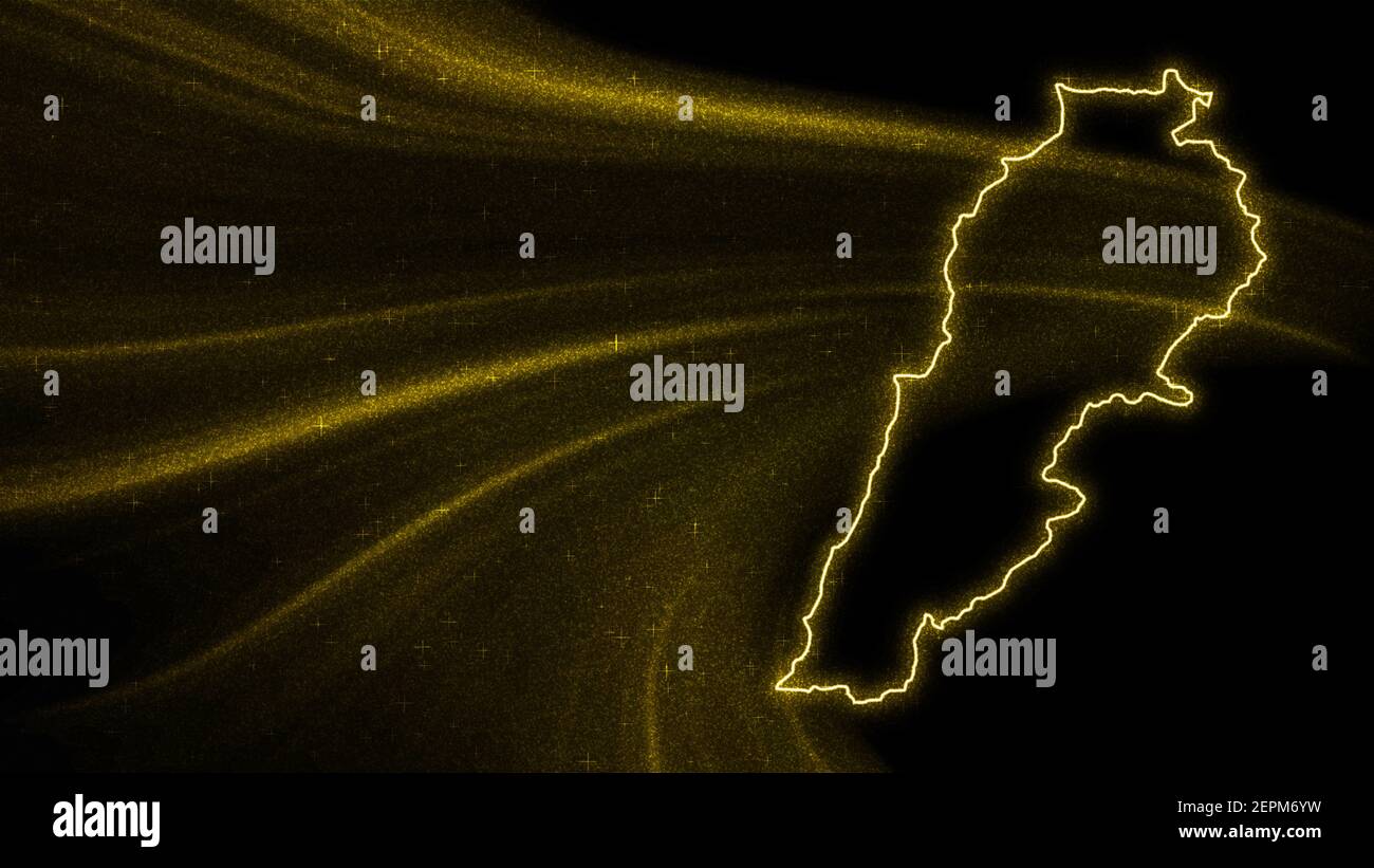 Map of Lebanon, Gold glitter map on dark background Stock Photo - Alamy