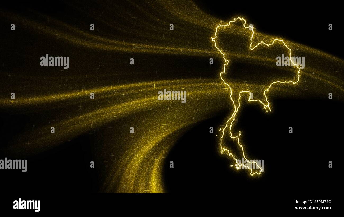 Map of Thailand, Gold glitter map on dark background Stock Photo - Alamy