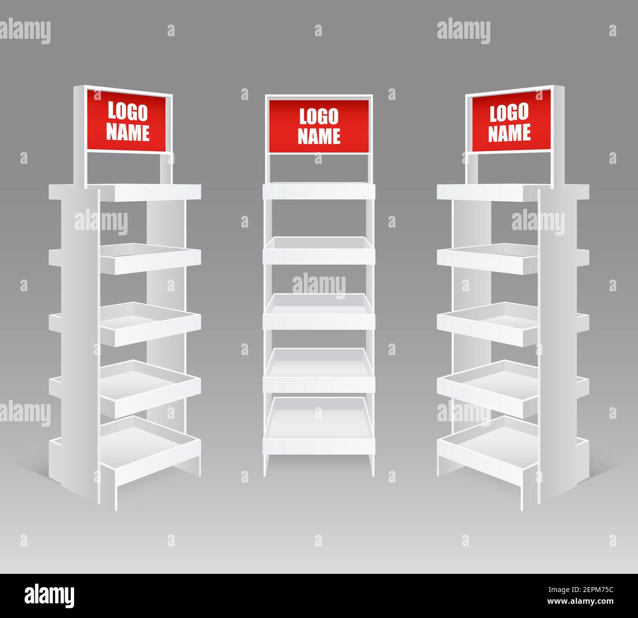 Sale promotion retail trade stand shelves blank empty realistic set ...