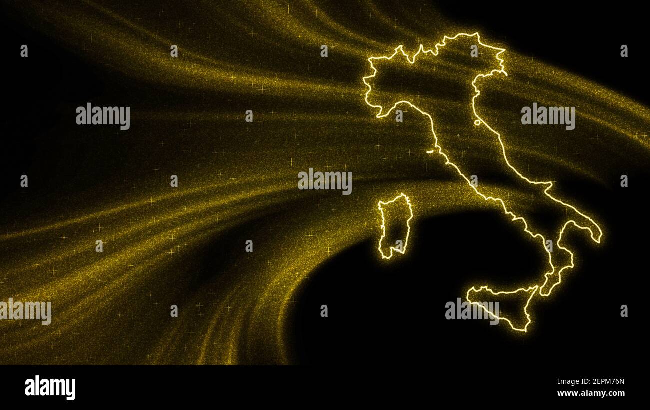 Map of Italy, Gold glitter map on dark background Stock Photo - Alamy