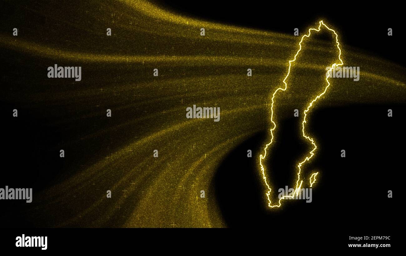 Map of Sweden, Gold glitter map on dark background Stock Photo - Alamy
