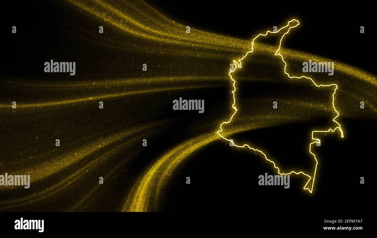 Map of Colombia, Gold glitter map on dark background Stock Photo - Alamy