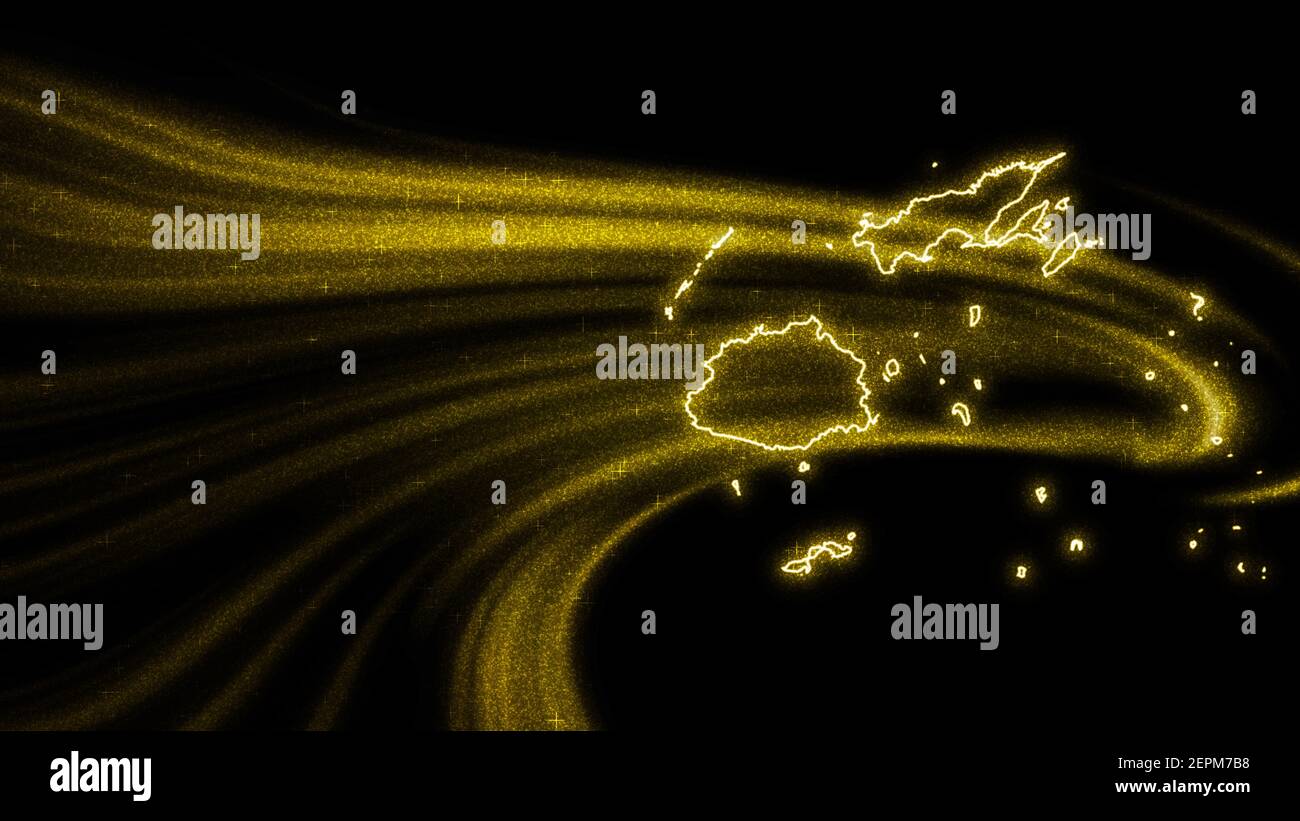 Map of Fiji, Gold glitter map on dark background Stock Photo - Alamy