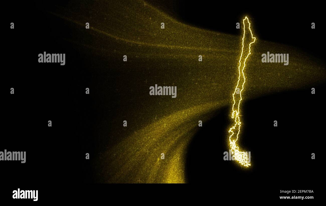 Map of Chile, Gold glitter map on dark background Stock Photo - Alamy