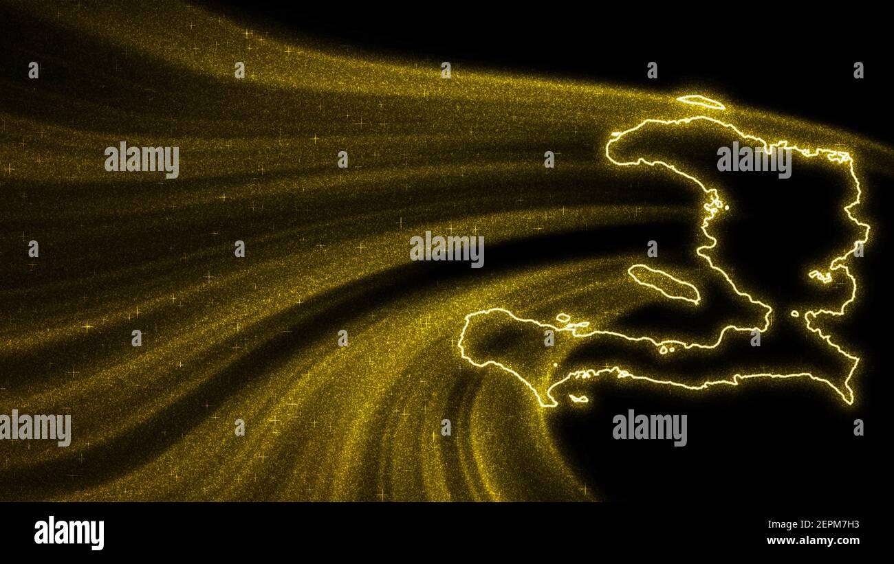Map of Haiti, Gold glitter map on dark background Stock Photo - Alamy