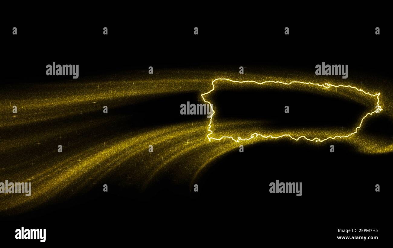 Map of Puerto Rico, Gold glitter map on dark background Stock Photo - Alamy