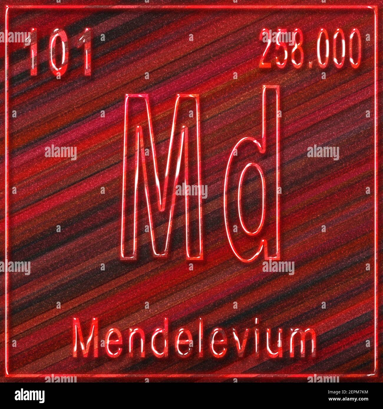 Mendelevium chemical element, Sign with atomic number and atomic weight ...
