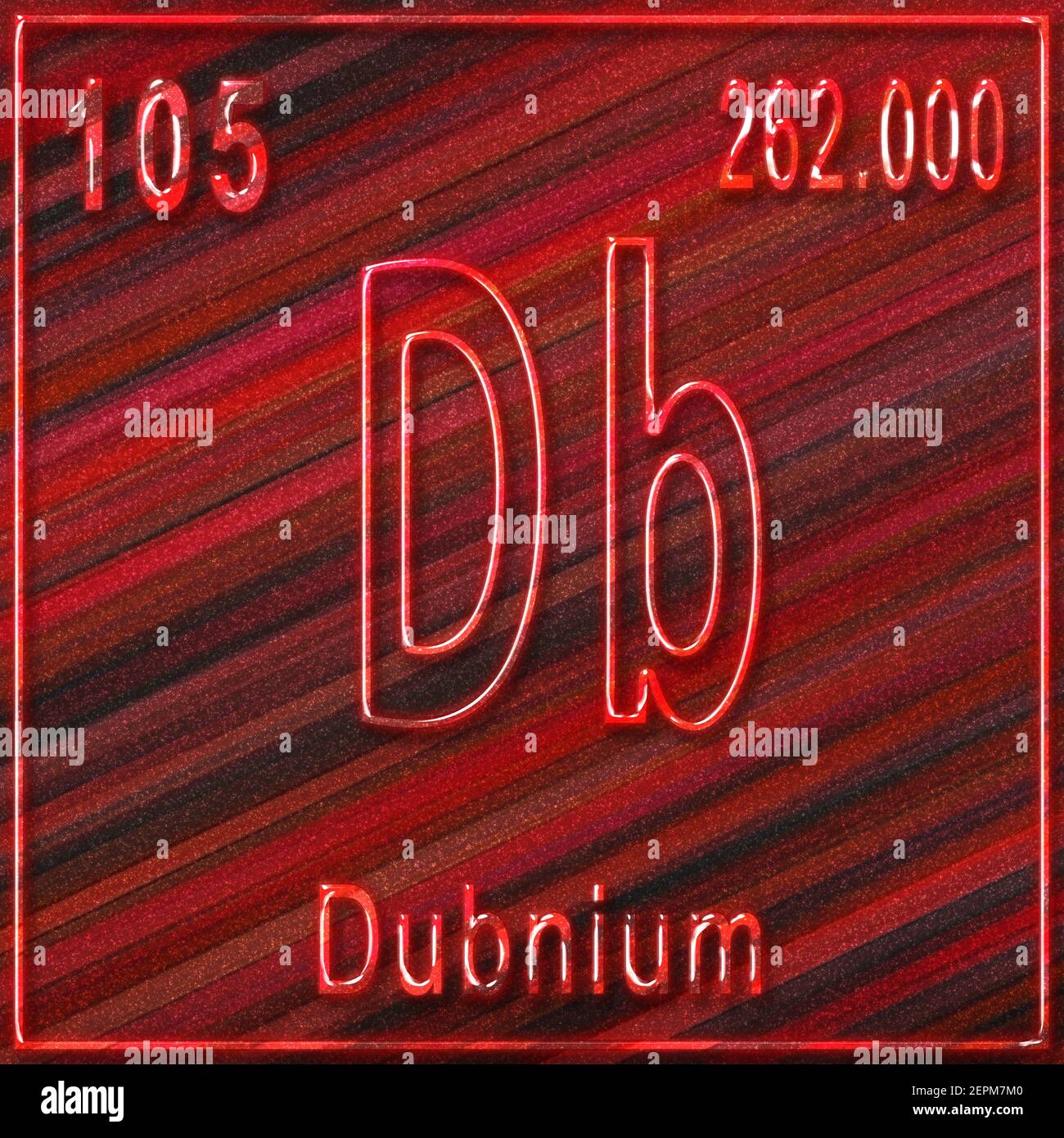 Dubnium chemical element, Sign with atomic number and atomic weight ...