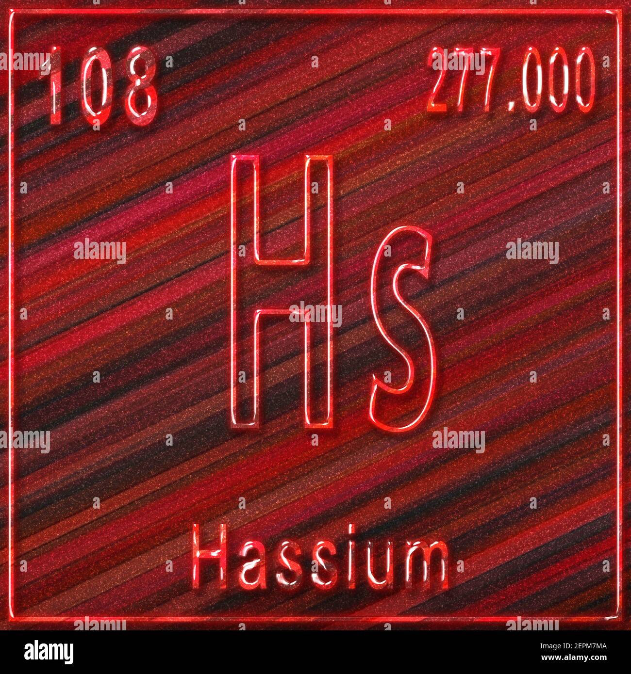 Hassium chemical element, Sign with atomic number and atomic weight ...