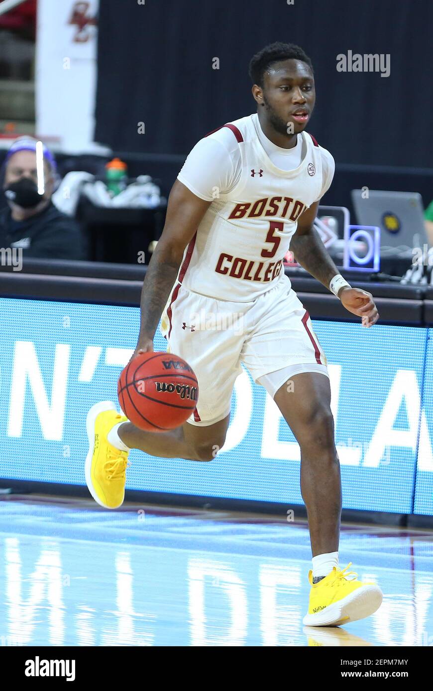 Conte Forum. 27th Feb, 2021. MA, USA; Boston College Eagles guard Jay ...
