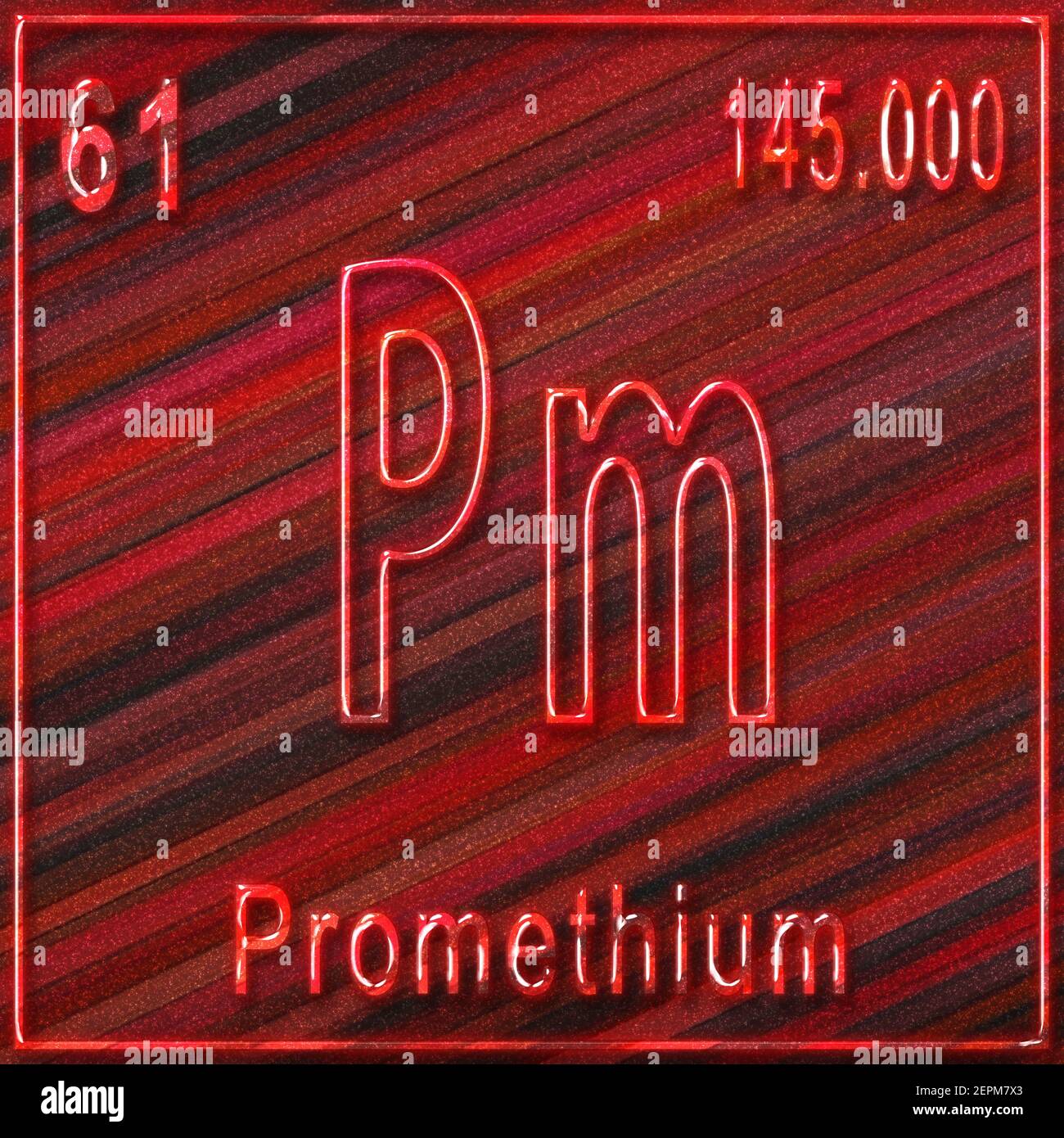 Promethium chemical element, Sign with atomic number and atomic weight ...