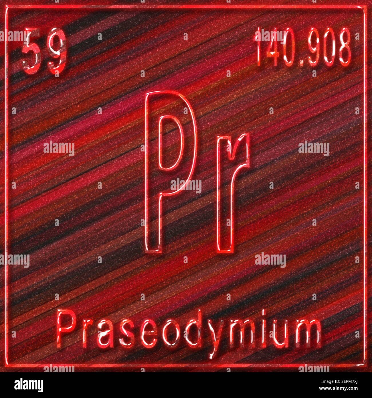 Praseodymium chemical element, Sign with atomic number and atomic ...