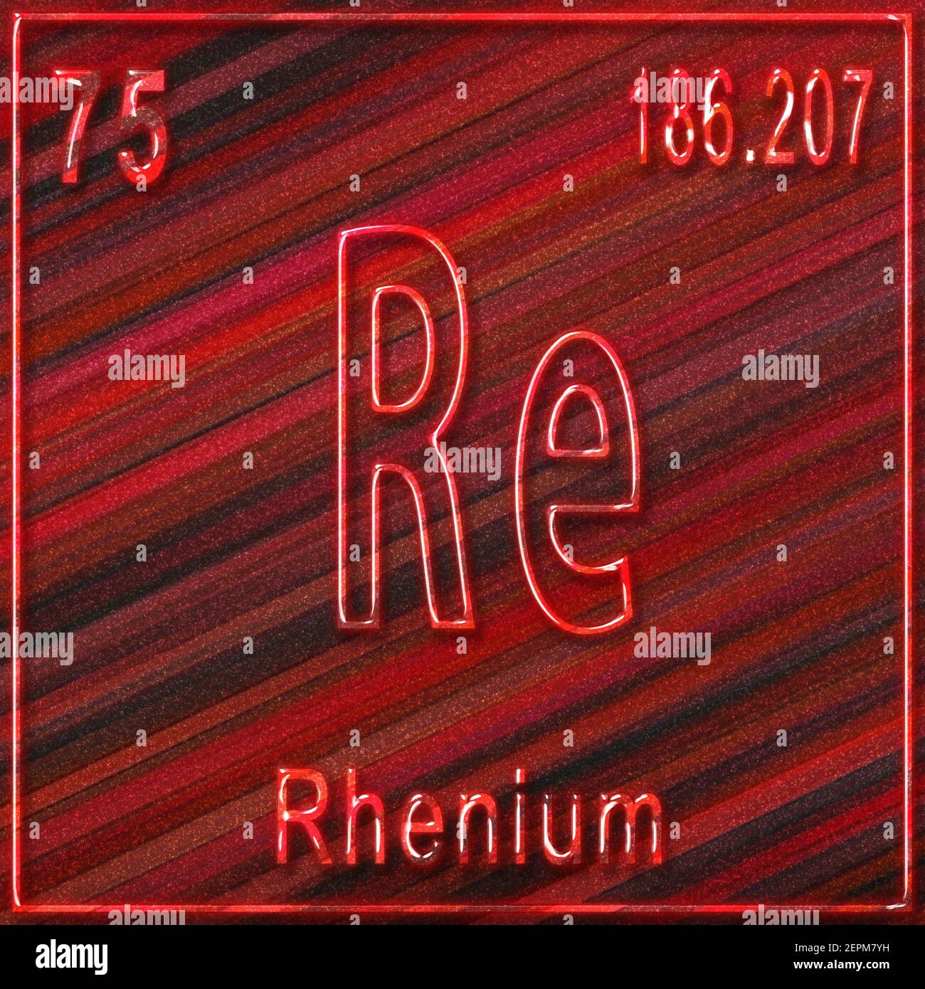 Rhenium chemical element, Sign with atomic number and atomic weight ...