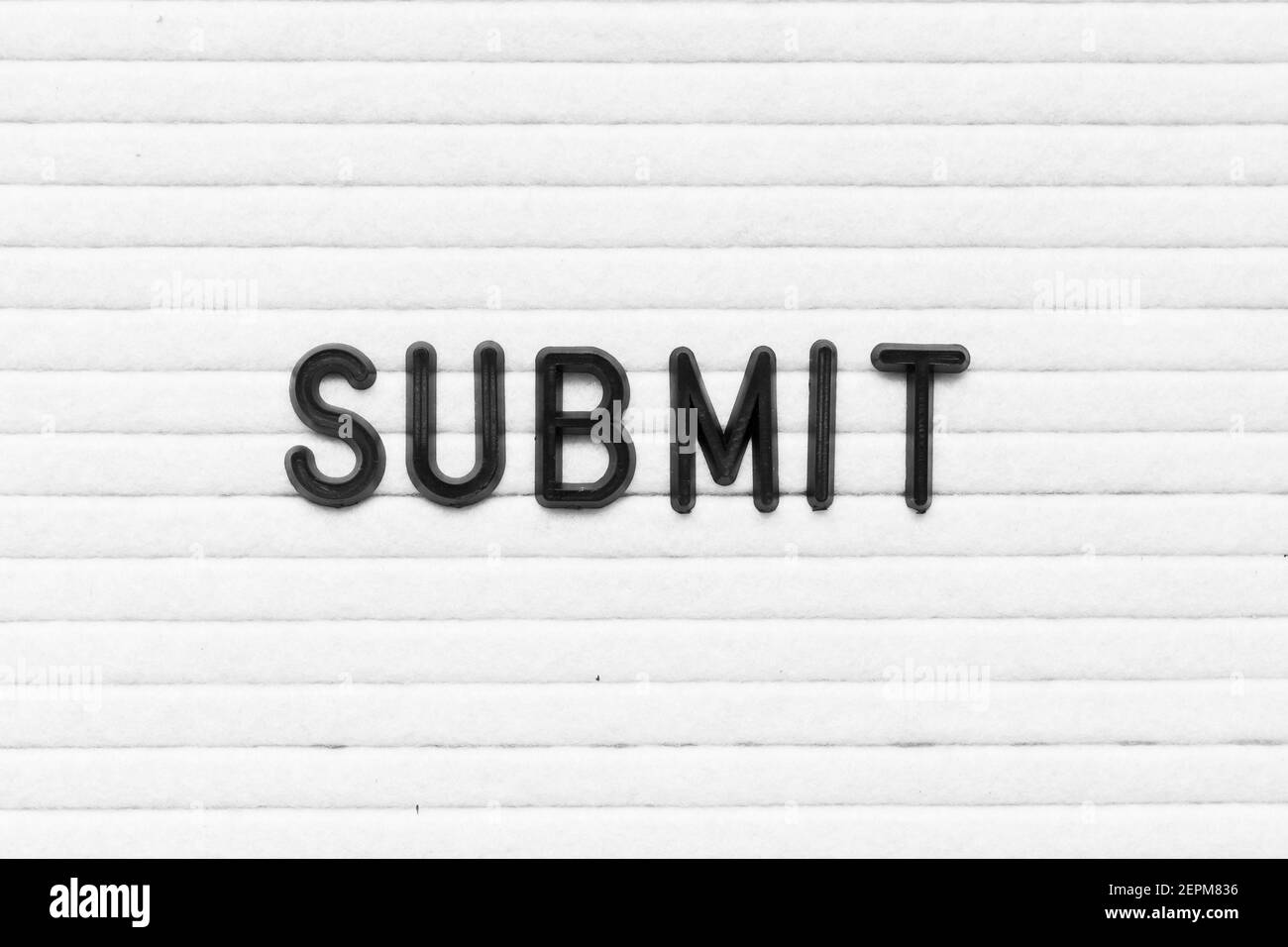 Black color letter in word submit on white felt board background Stock ...