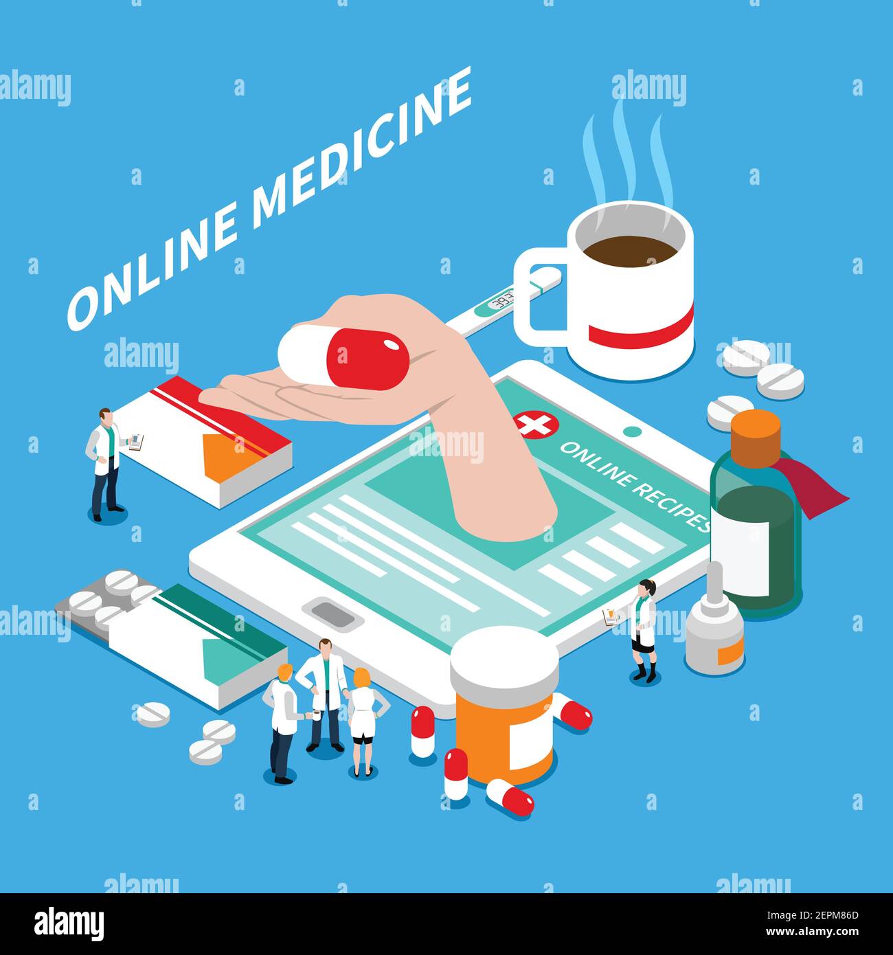 Internet medicine isometric composition with online recipe on mobile ...