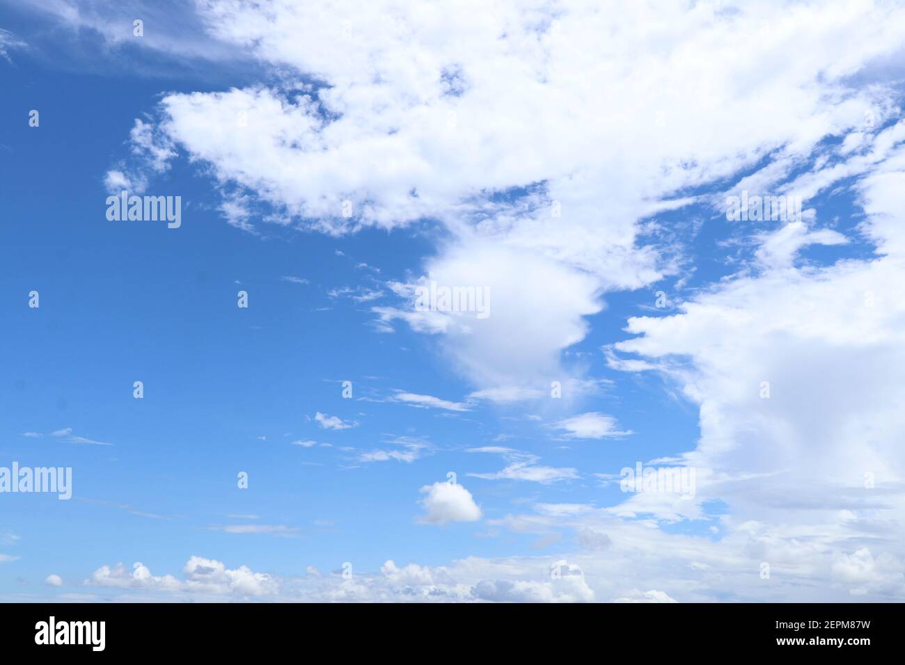 Clear blue color sky with white cloud background Stock Photo - Alamy