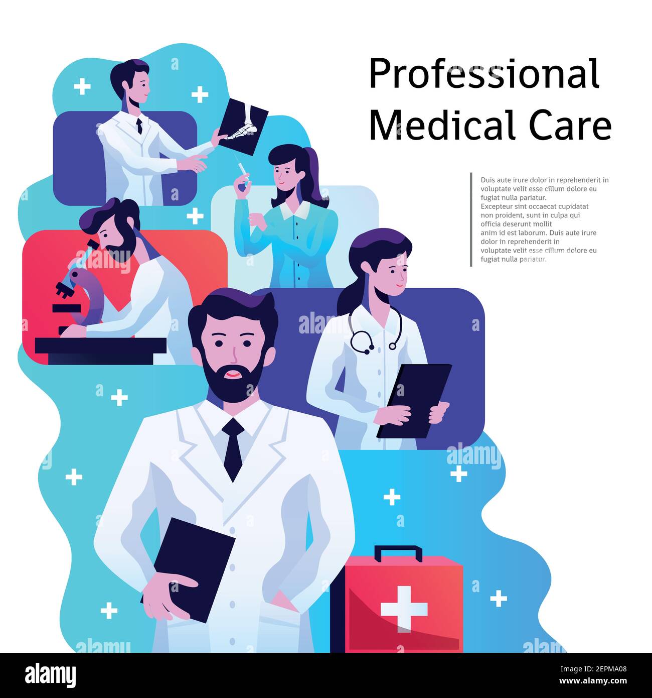 Medical health care professionals colorful abstract composition poster ...