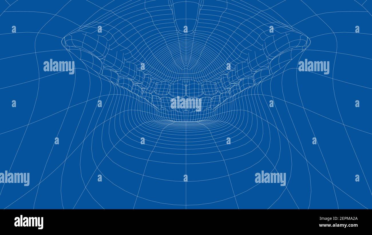 Wire-frame 3D teeth close up. Inside mouth Stock Vector Image & Art - Alamy