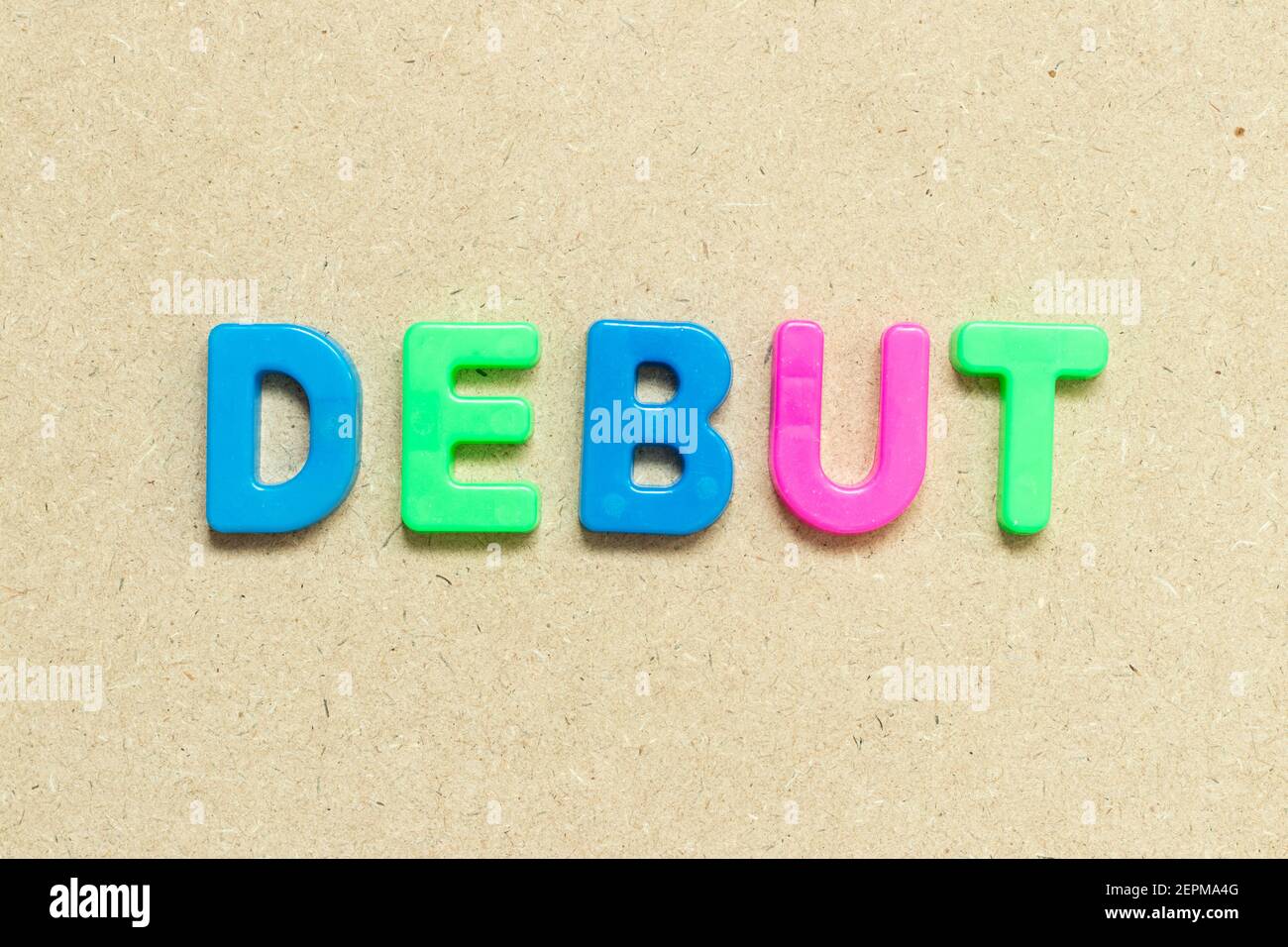 Color alphabet letter with word debut on wood background Stock Photo ...