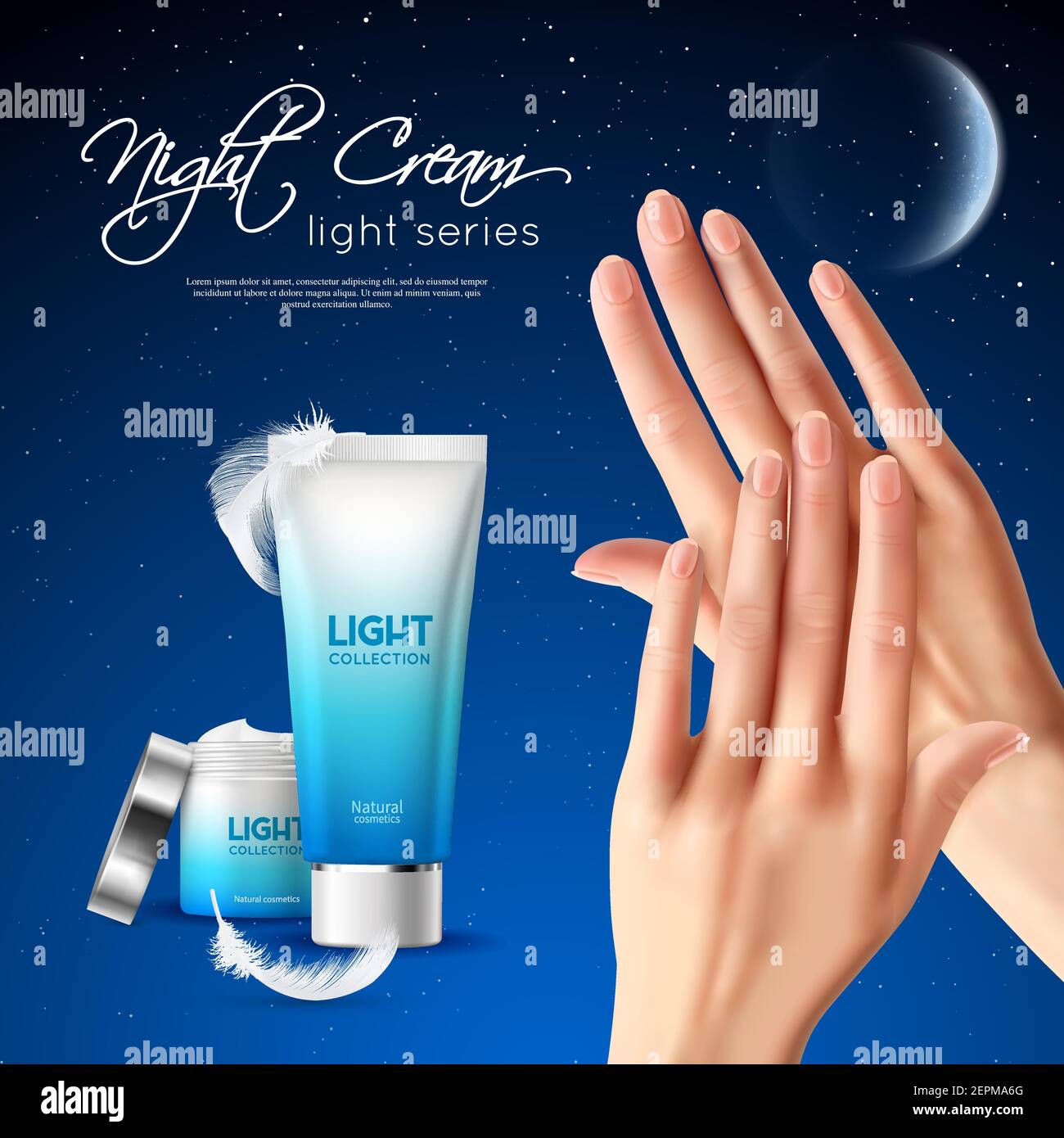 Skin cosmetics realistic vector illustration with night hand cream ...