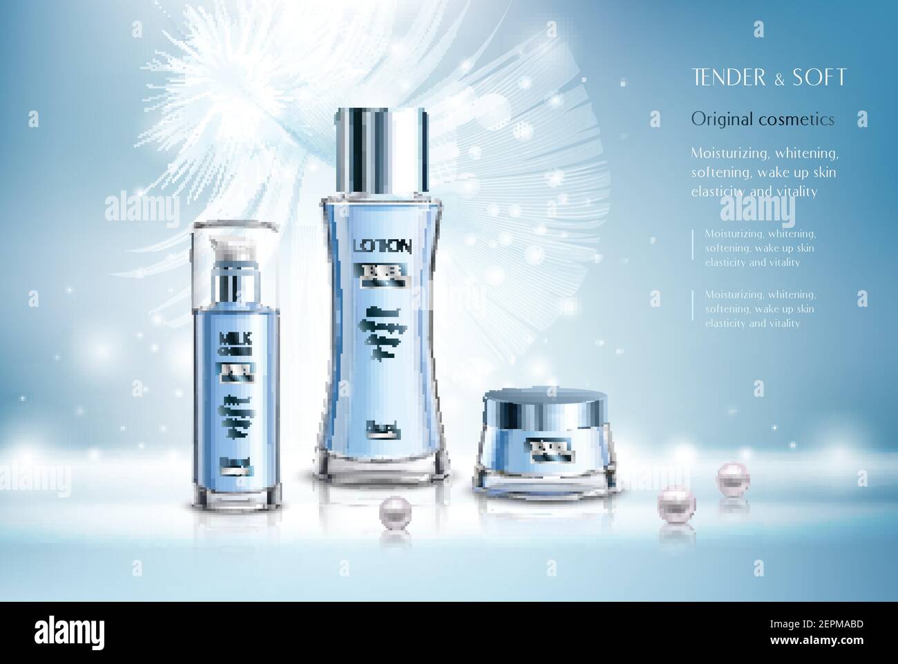 Cosmetic products including lotion, milk cream advertising composition ...