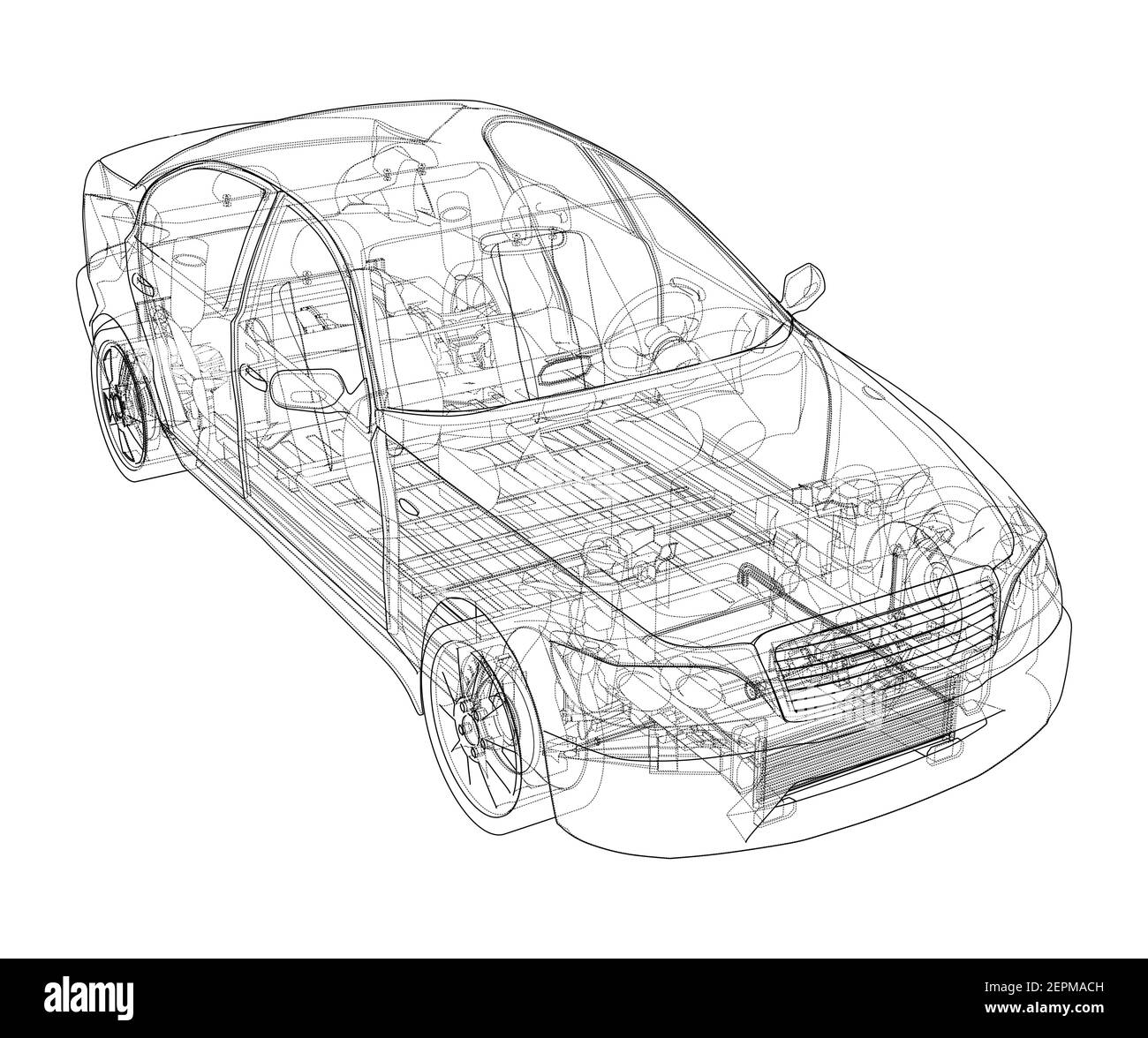 Electric Car With Chassis. Vector rendering of 3d Stock Vector Image ...