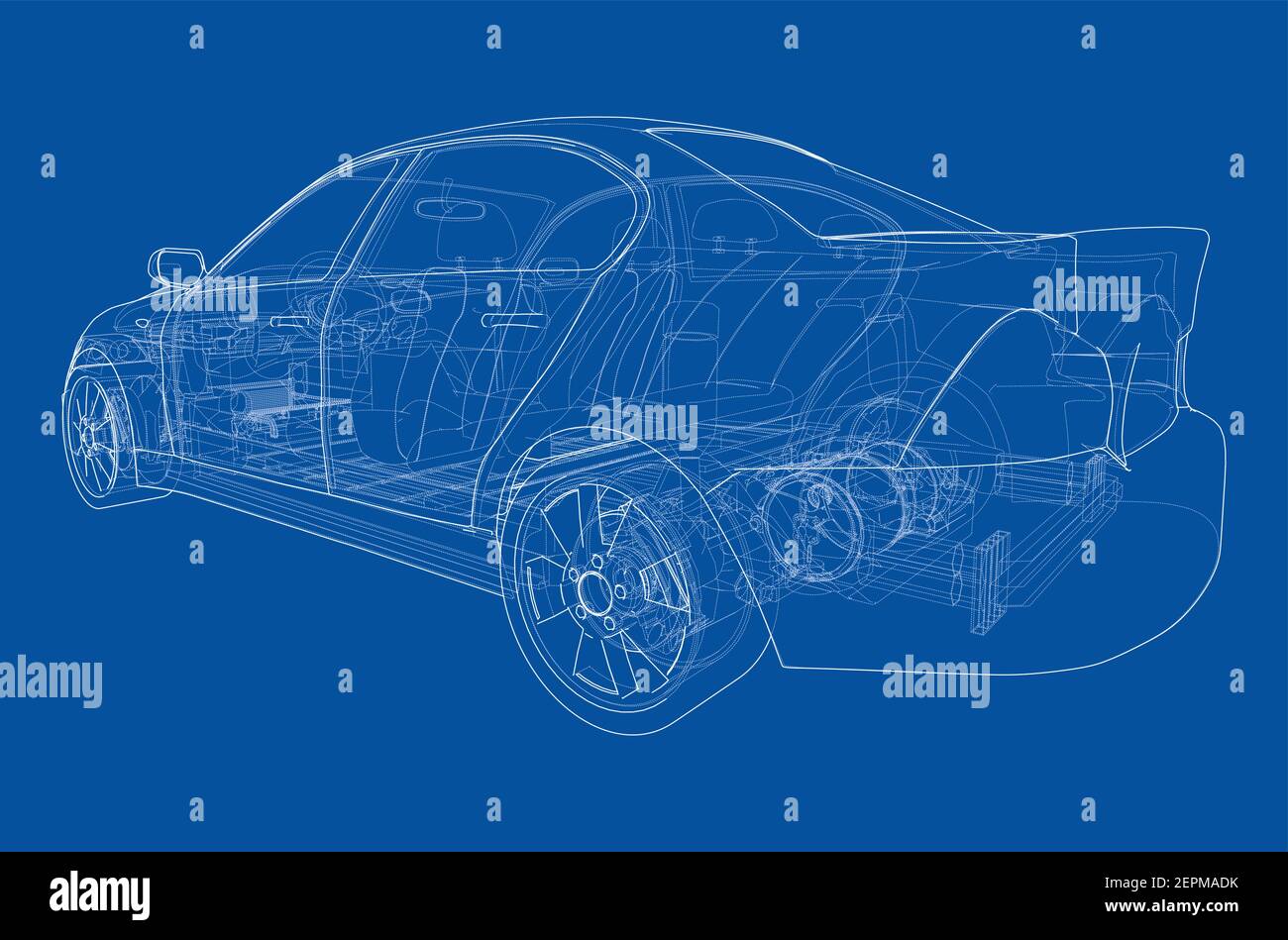 Electric Car With Chassis. Vector rendering of 3d Stock Vector Image ...