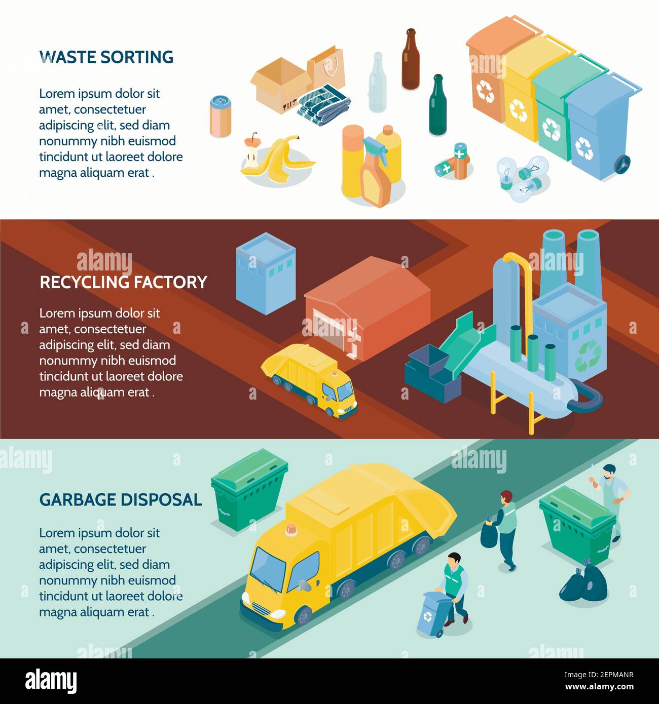 Garbage disposal waste sorting and recycling factory 3 horizontal ...