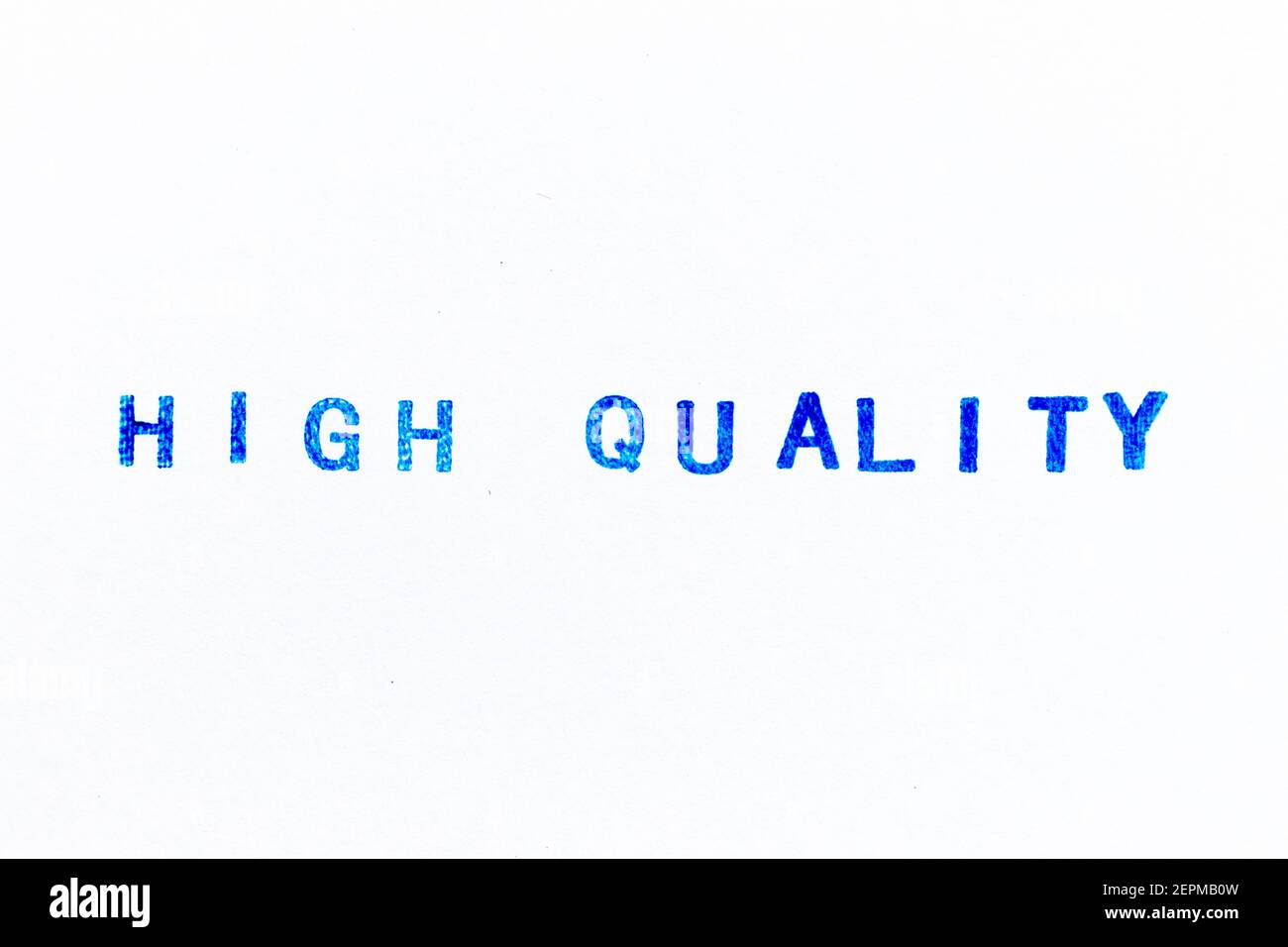 Blue color ink of rubber stamp in word high quality on white paper ...