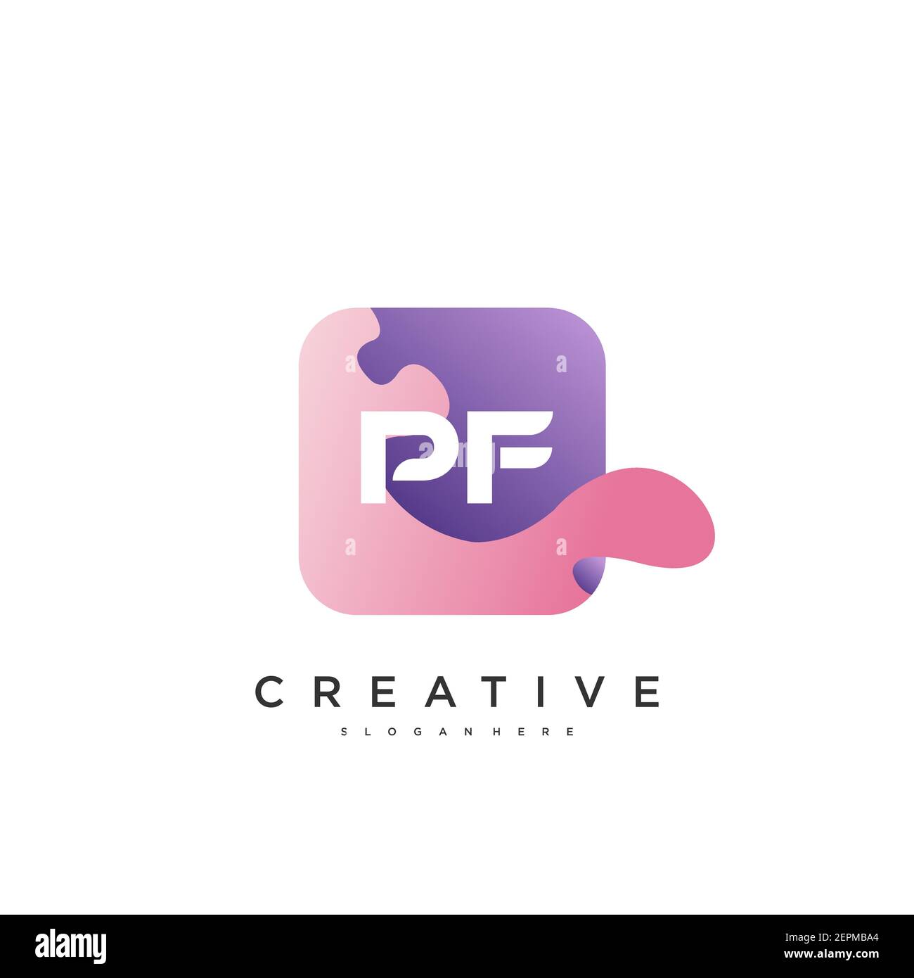 PF Initial Letter Colorful logo icon design template elements Vector ...