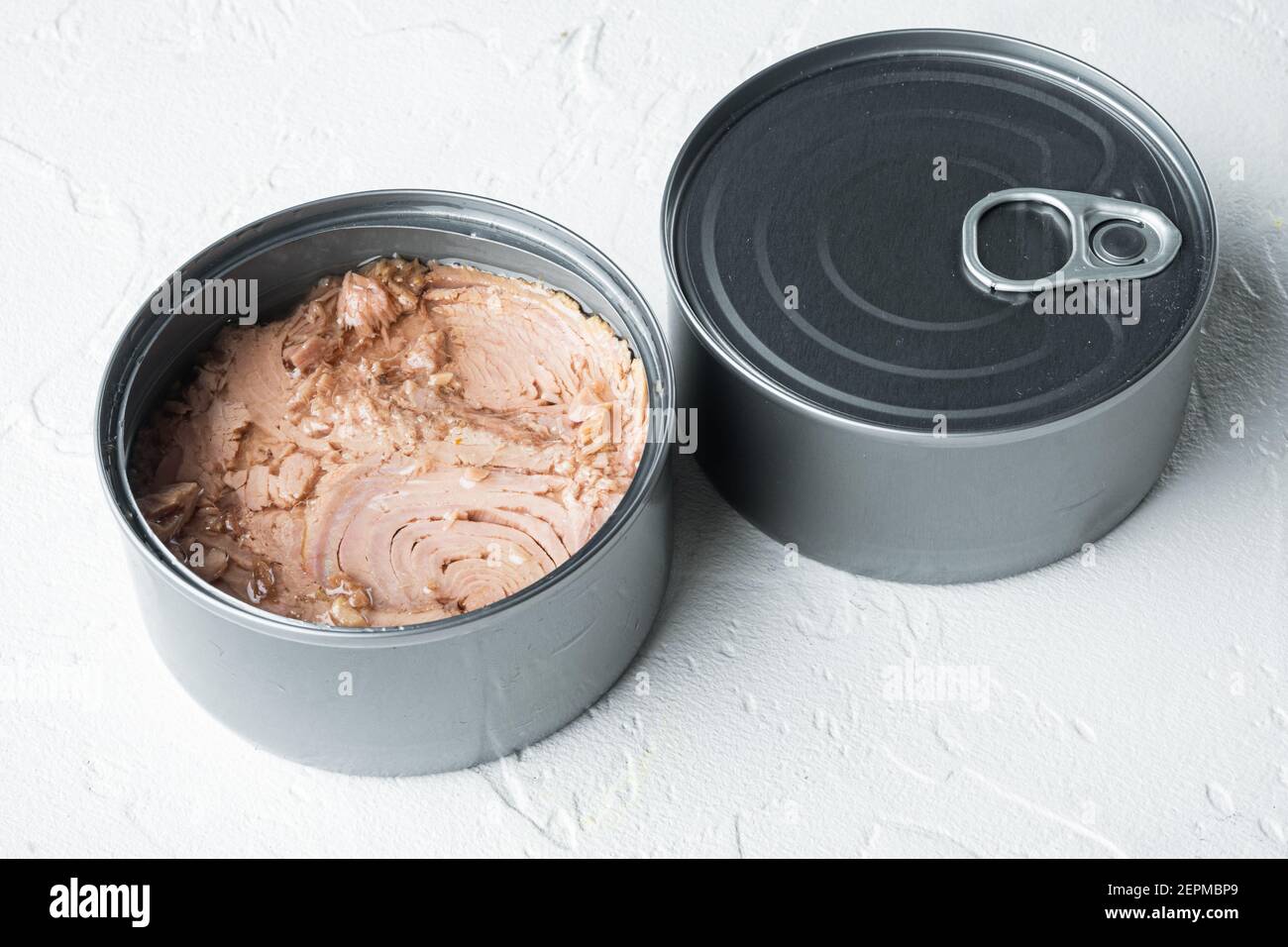 Canned italian tuna set, in tin can, on white background Stock Photo ...