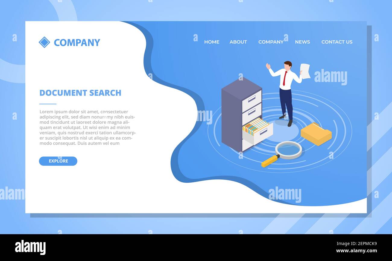 document search concept for website template or landing homepage design ...