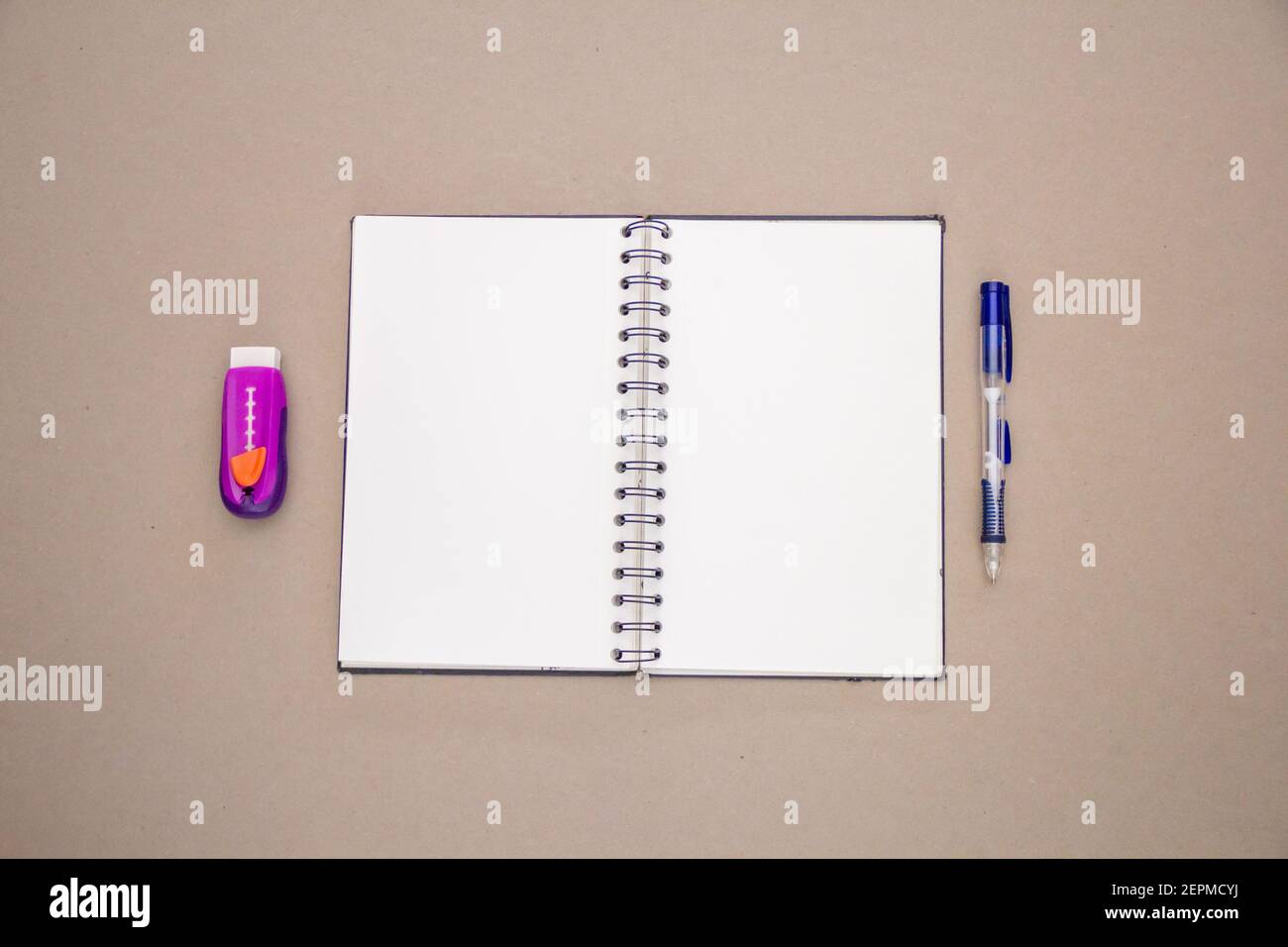 Blank desktop background with space for text. Zenithal view Stock Photo ...