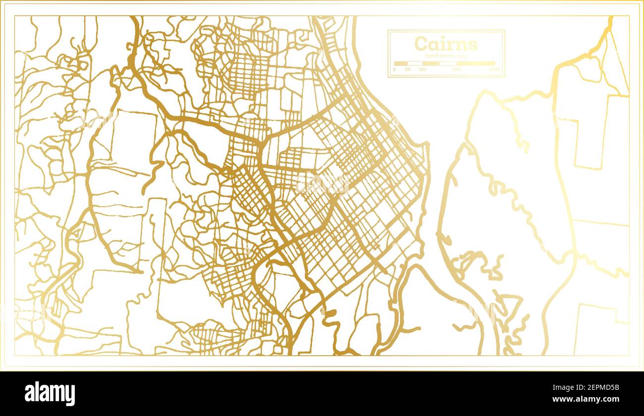 Cairns Australia City Map in Retro Style in Golden Color. Outline Map ...