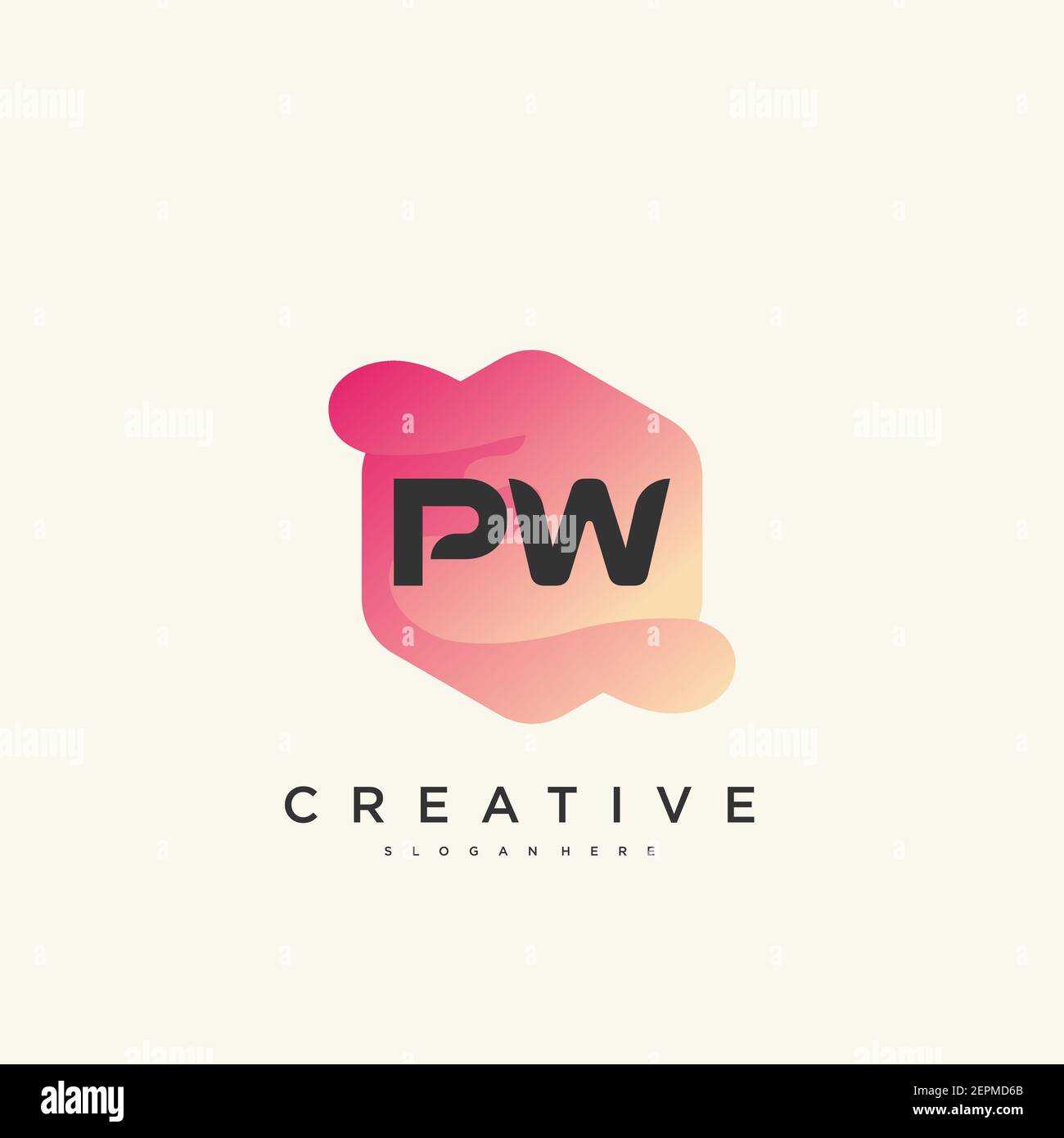 PW Initial Letter Colorful logo icon design template elements Vector ...