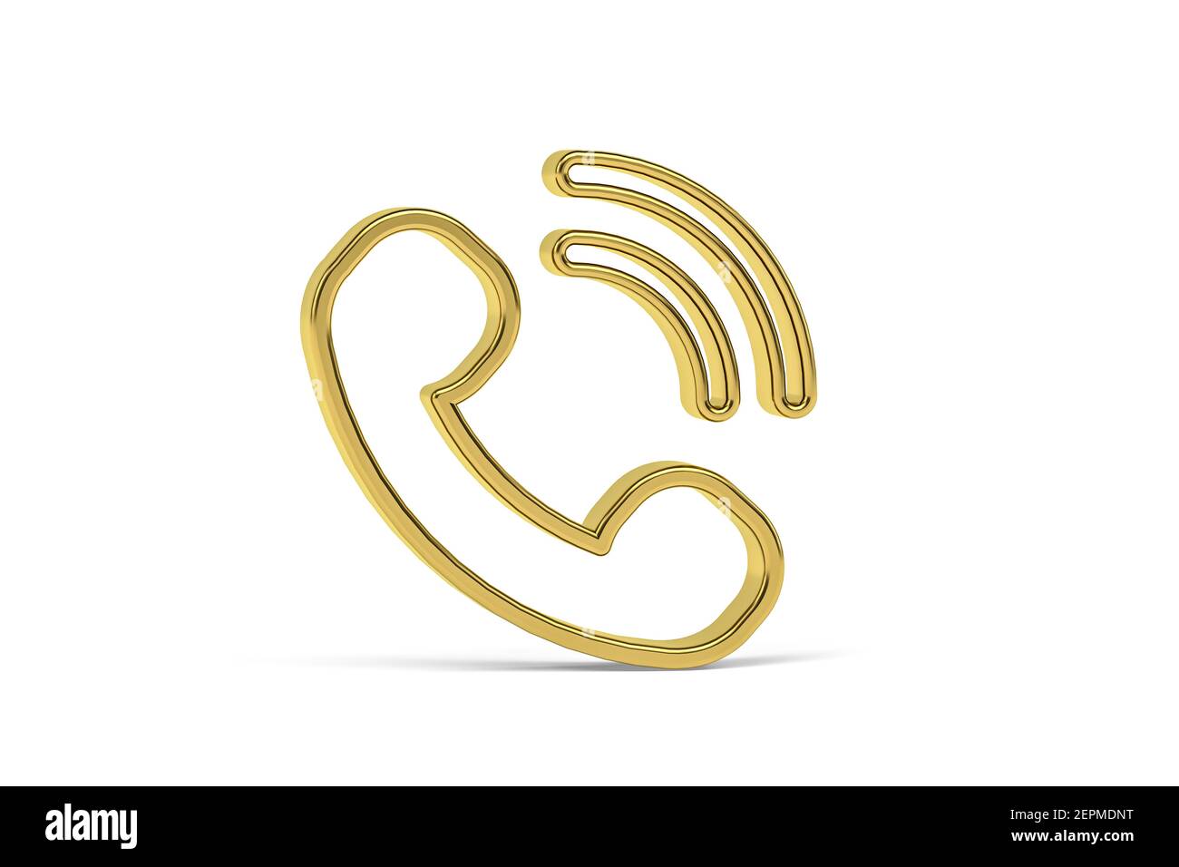 Golden 3d phone icon isolated on white background - 3D render Stock ...