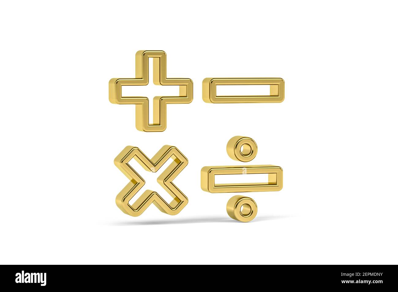 Golden 3d Math Symbols Icon Isolated On White Background - 3d Render