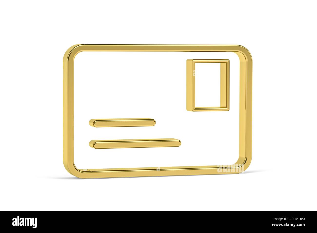 Golden 3d ID card icon isolated on white background - 3D render Stock ...