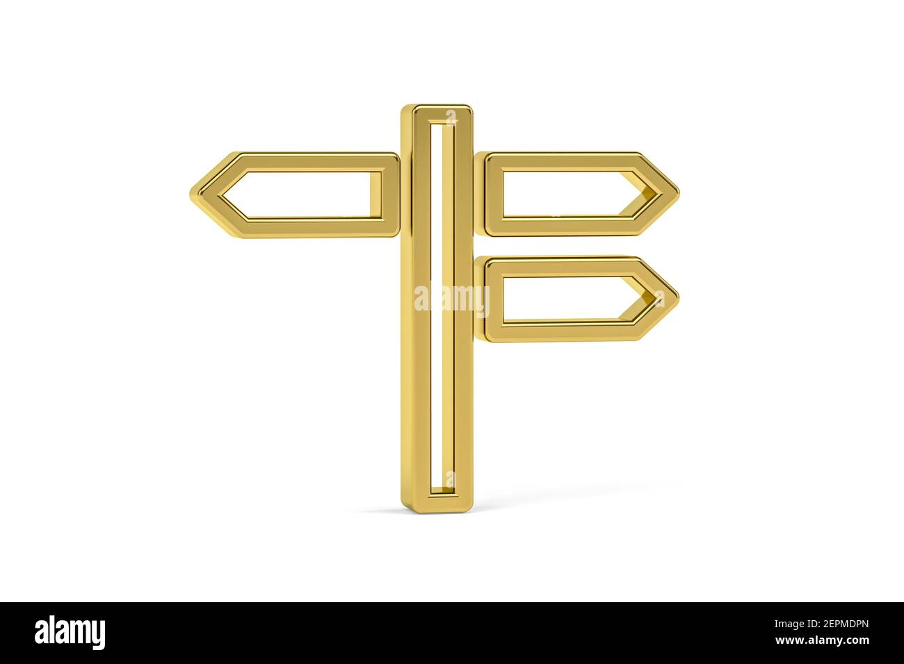 Golden 3d signpost icon isolated on white background - 3D render Stock ...