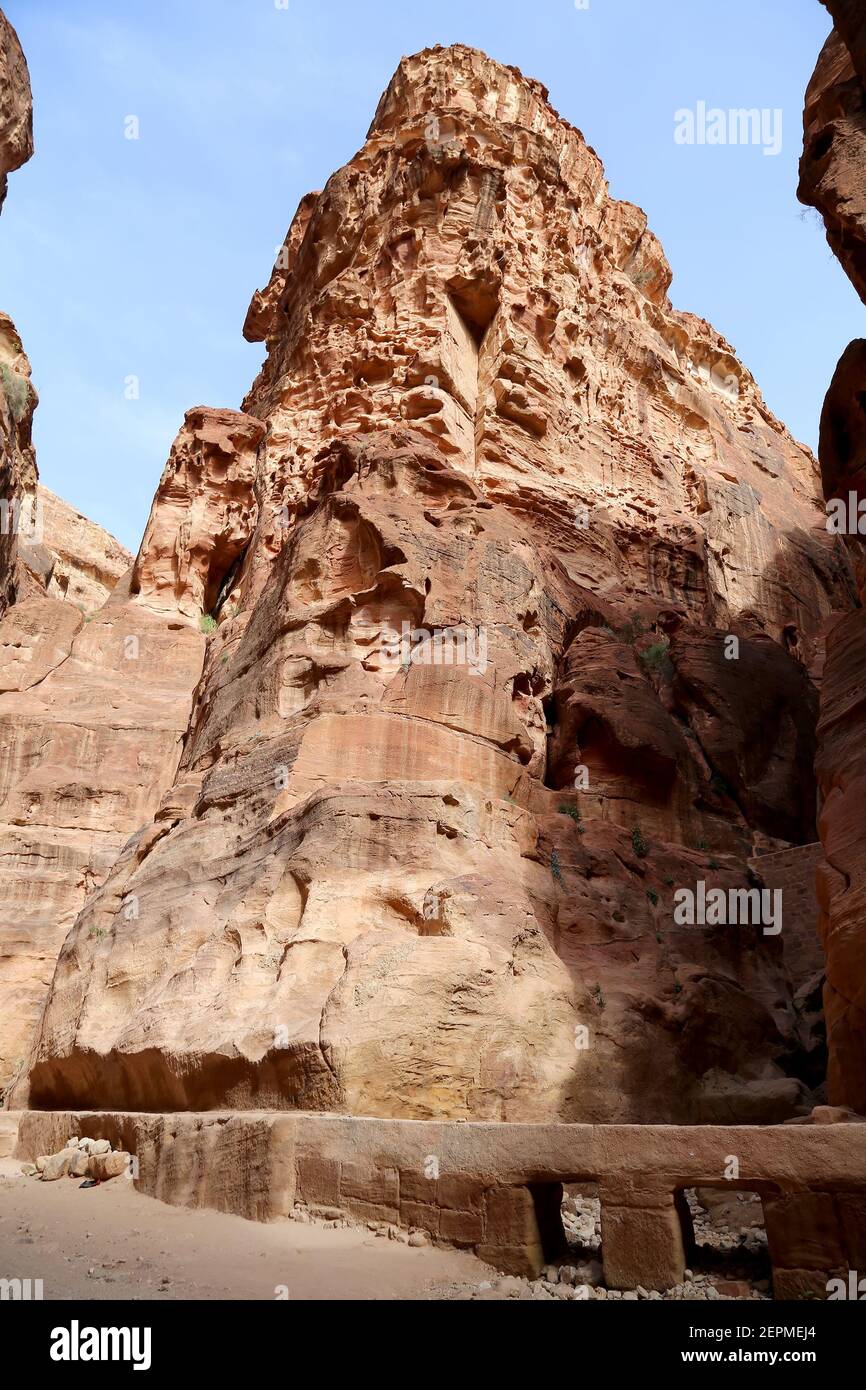 The 1.2km long path (As-Siq) to the city of Petra, Jordan-- it is a ...