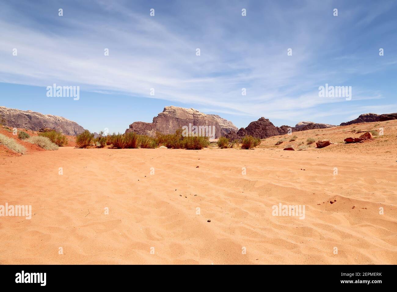 Wadi Rum Desert also known as The Valley of the Moon is a valley cut ...