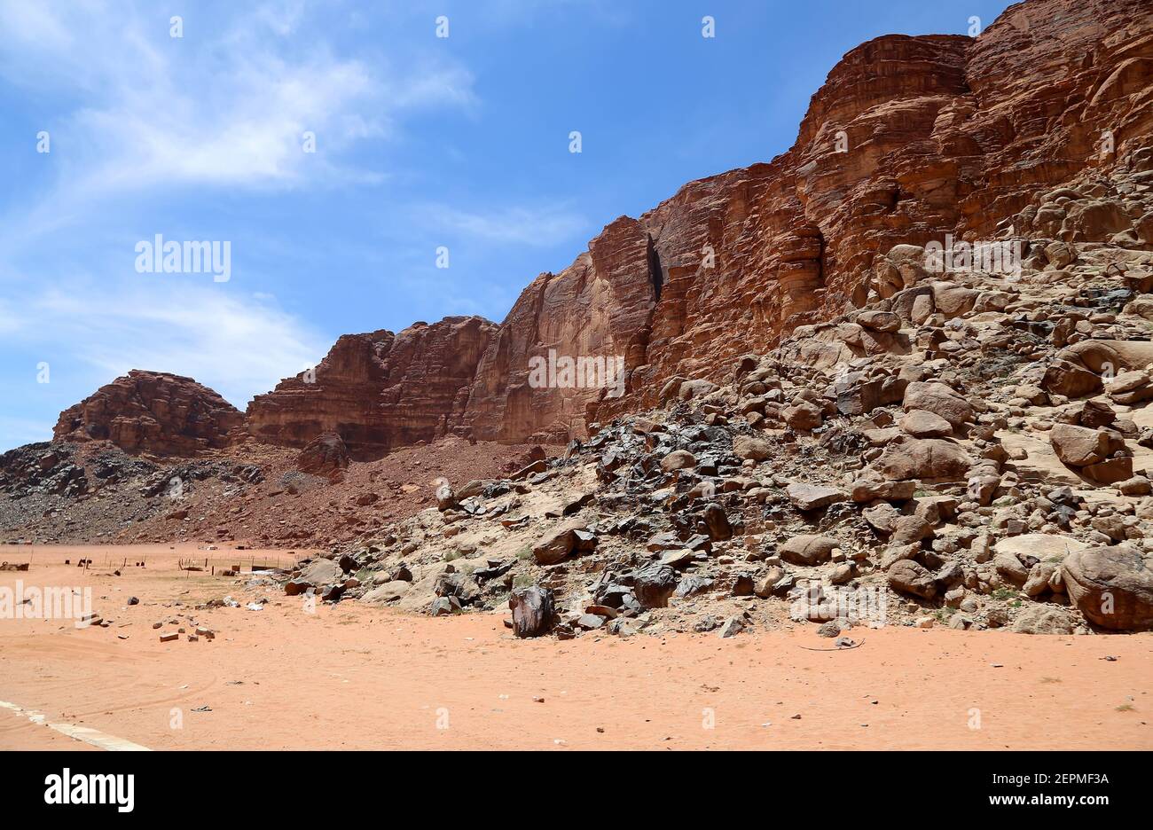 Wadi Rum Desert also known as The Valley of the Moon is a valley cut ...