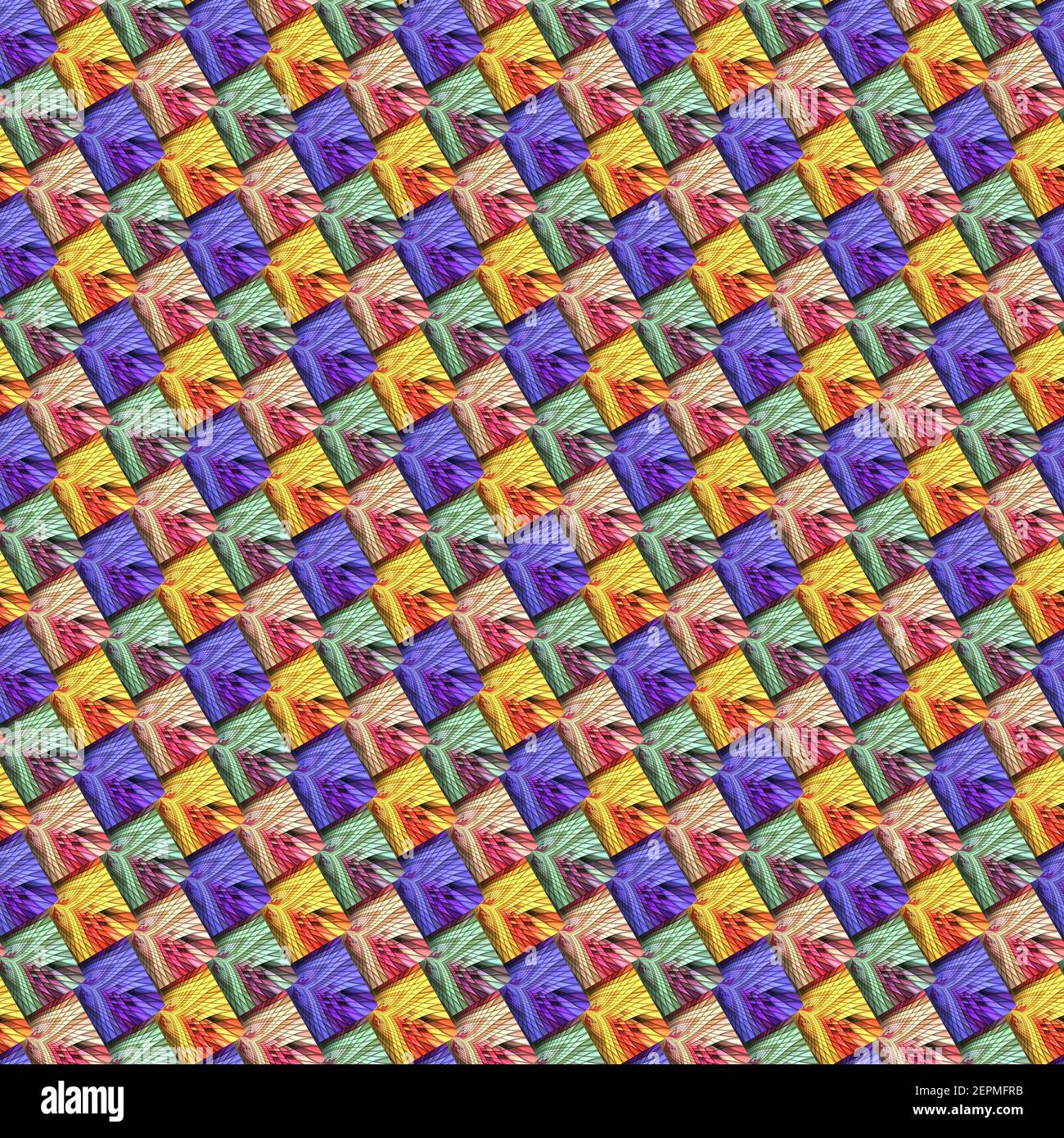 3D render seamless pattern background tile with embossed puff pixels ...