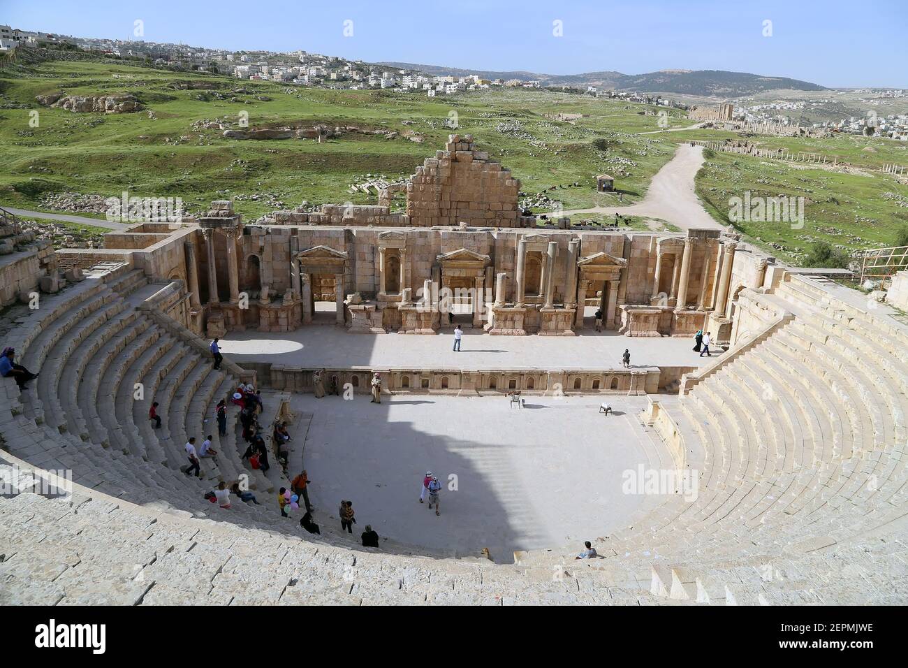 Amphitheater in Jerash (Gerasa of Antiquity), capital and largest city ...