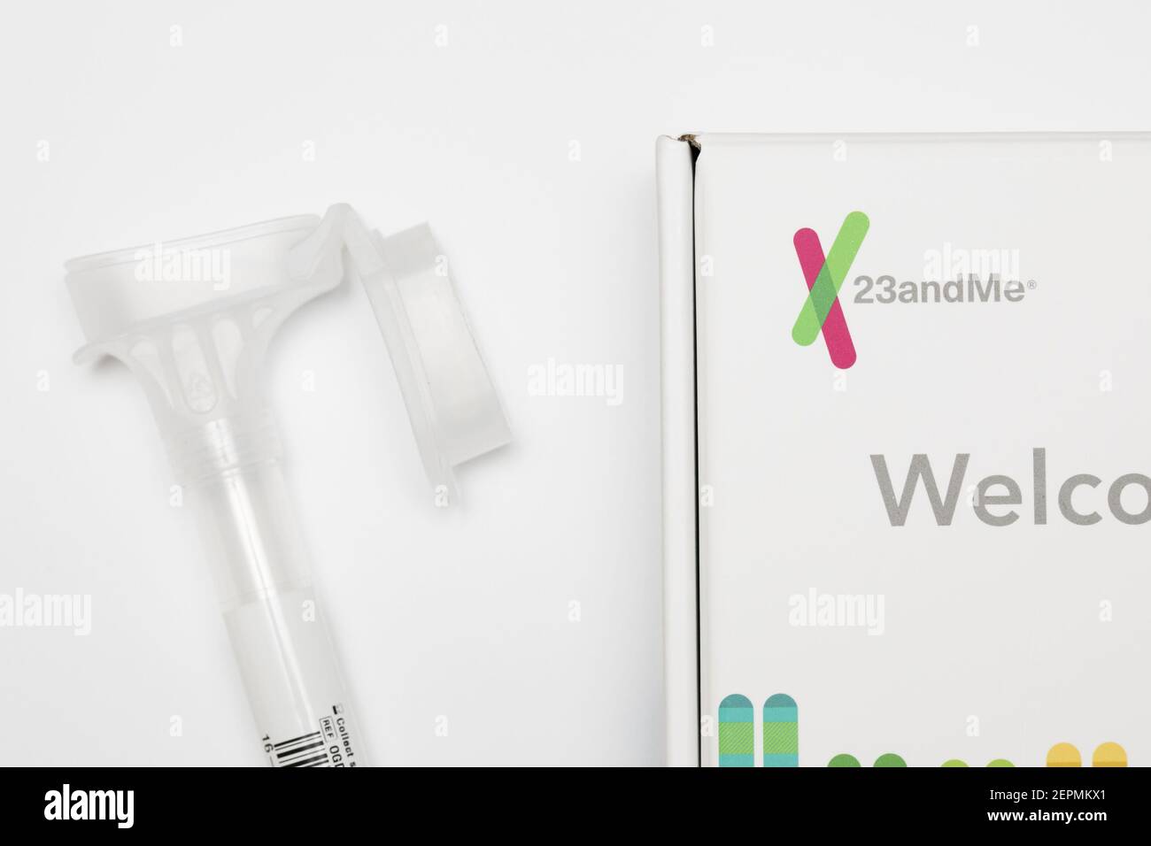 The contents of a 23andMe genetic testing kit as seen on January 3 ...