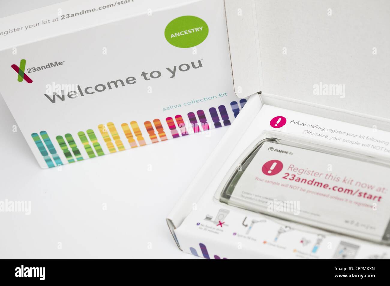 The contents of a 23andMe genetic testing kit as seen on January 3 ...