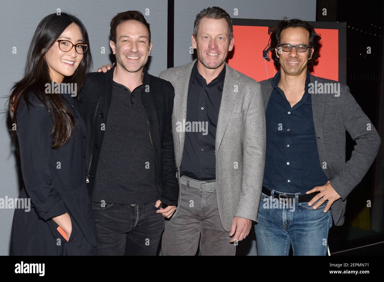(L-R) Producer Lisa Nishimura, Director Bryan Fogel, Lance Armstrong ...