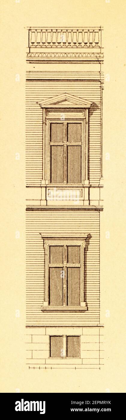 19th-century engraving depicting facade of a house in Berlin, Germany ...
