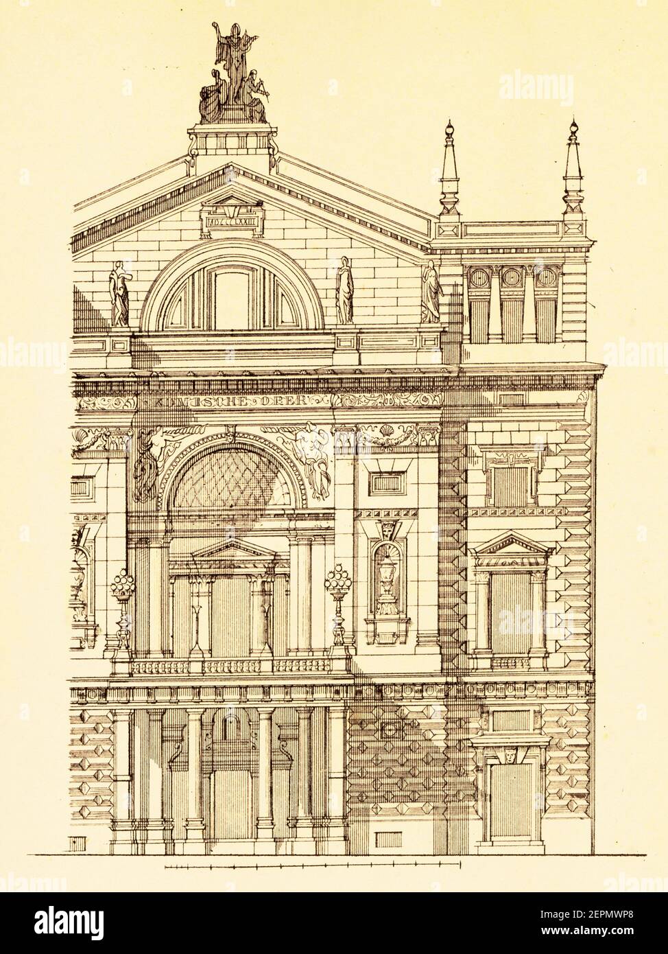 Antique 19th-century illustration of the Ringtheater in Vienna, built ...